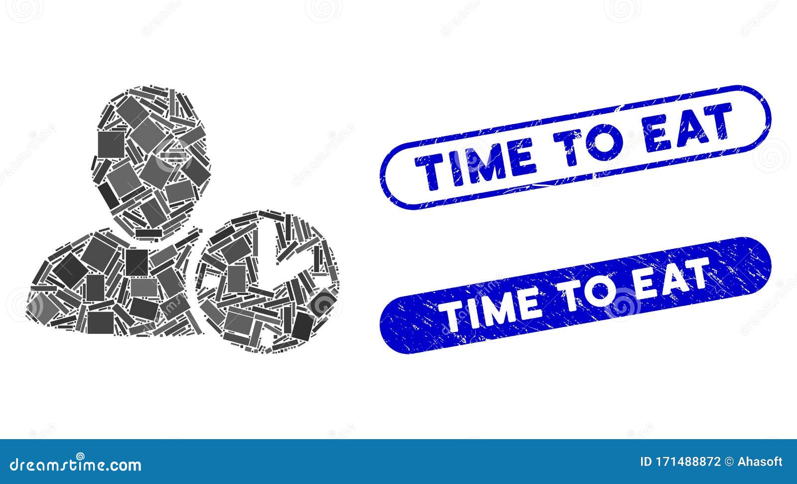 Rectangle Collage User Time with Scratched Time To Eat Seals Stock ...