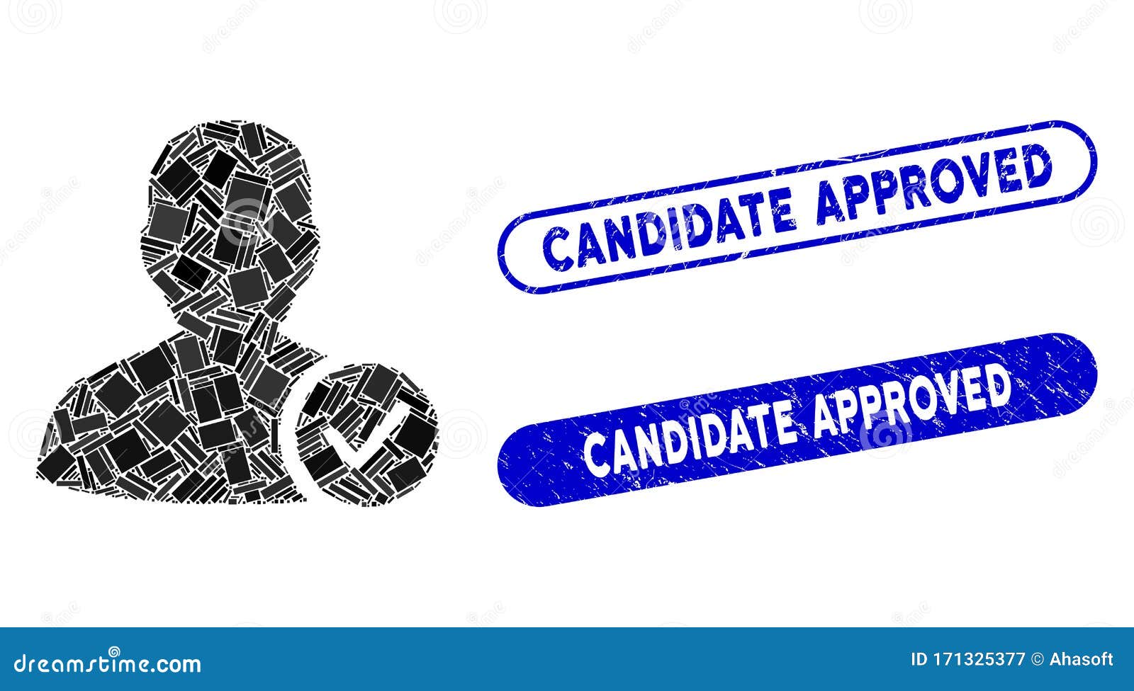 Rectangle Collage User Valid with Distress Candidate Approved Stamps ...