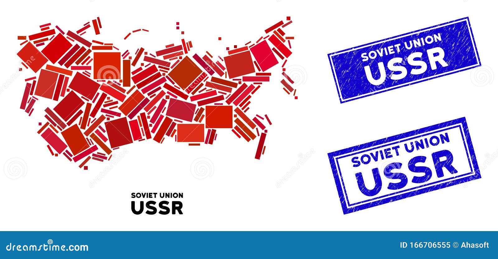 Mosaic USSR Map And Distress Round Watermark Vector Illustration ...