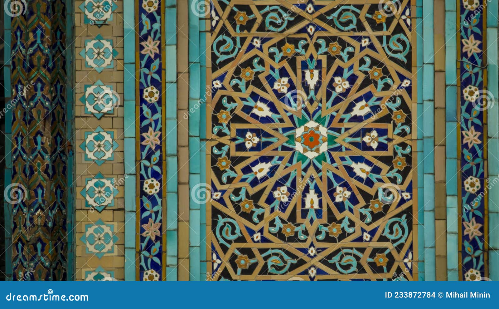 Mosaic on the Wall of a Muslim Mosque, Texture, Stock Photo - Image of ...