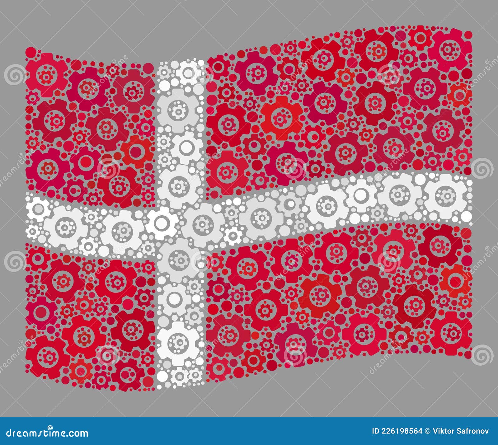 Waving Mechanic Denmark Flag - Collage with Cog Wheels Stock Vector ...