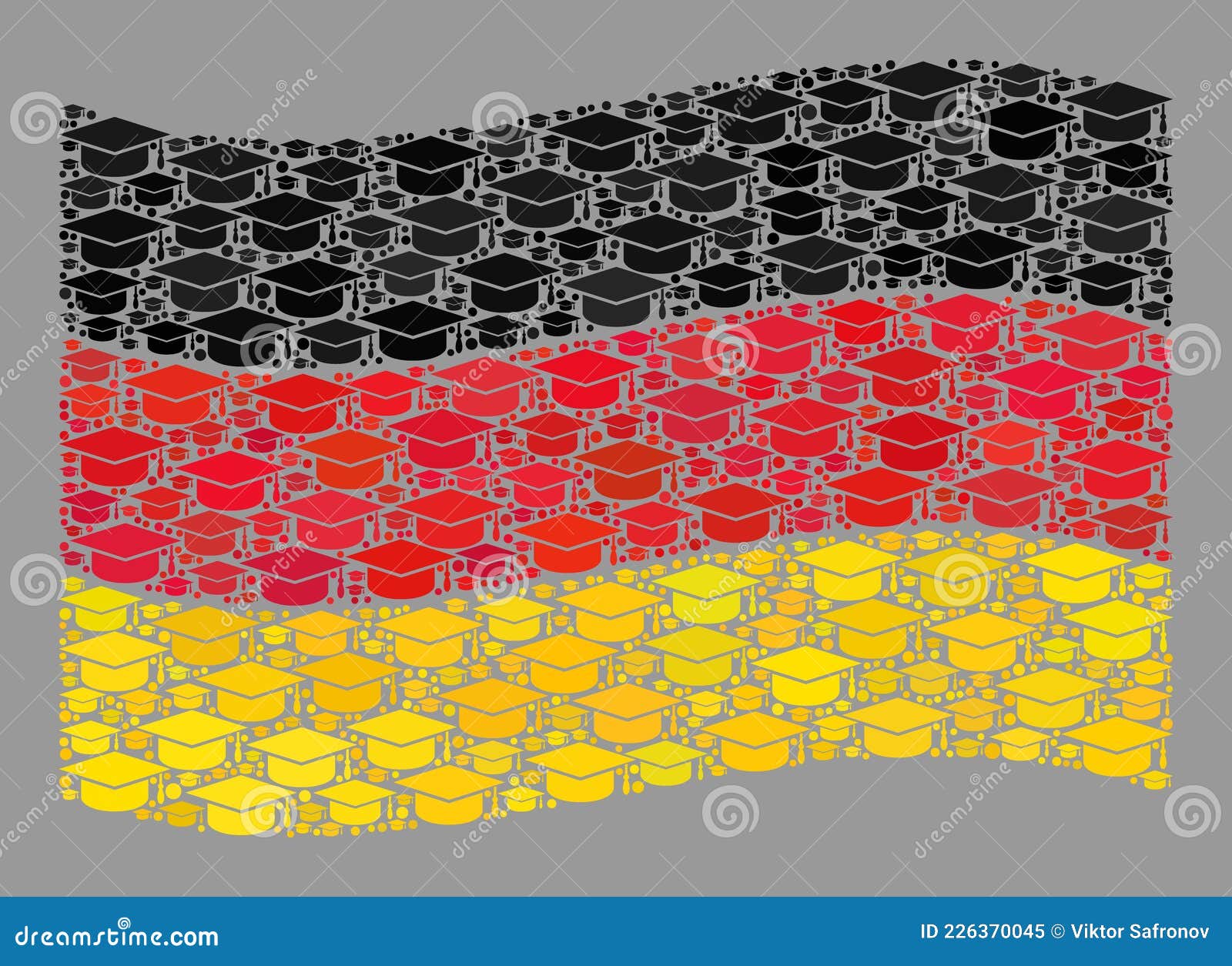 Graduation Waving Germany Flag - Mosaic with Graduation Cap Objects ...