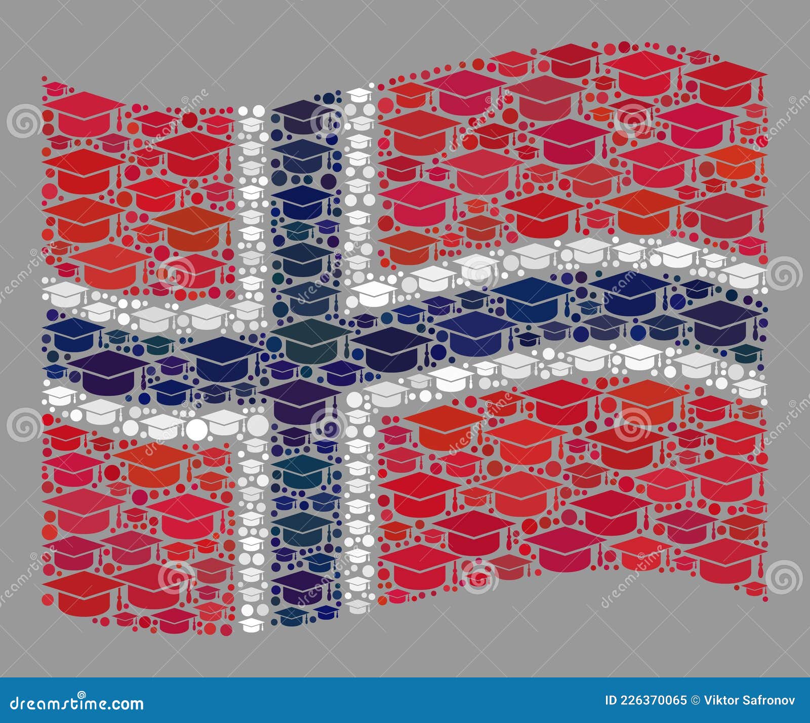 Graduation Waving Norway Flag - Collage of Graduation Cap Icons Stock ...