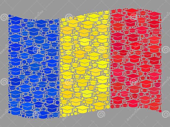 Graduation Waving Romania Flag - Collage of Graduation Cap Objects ...