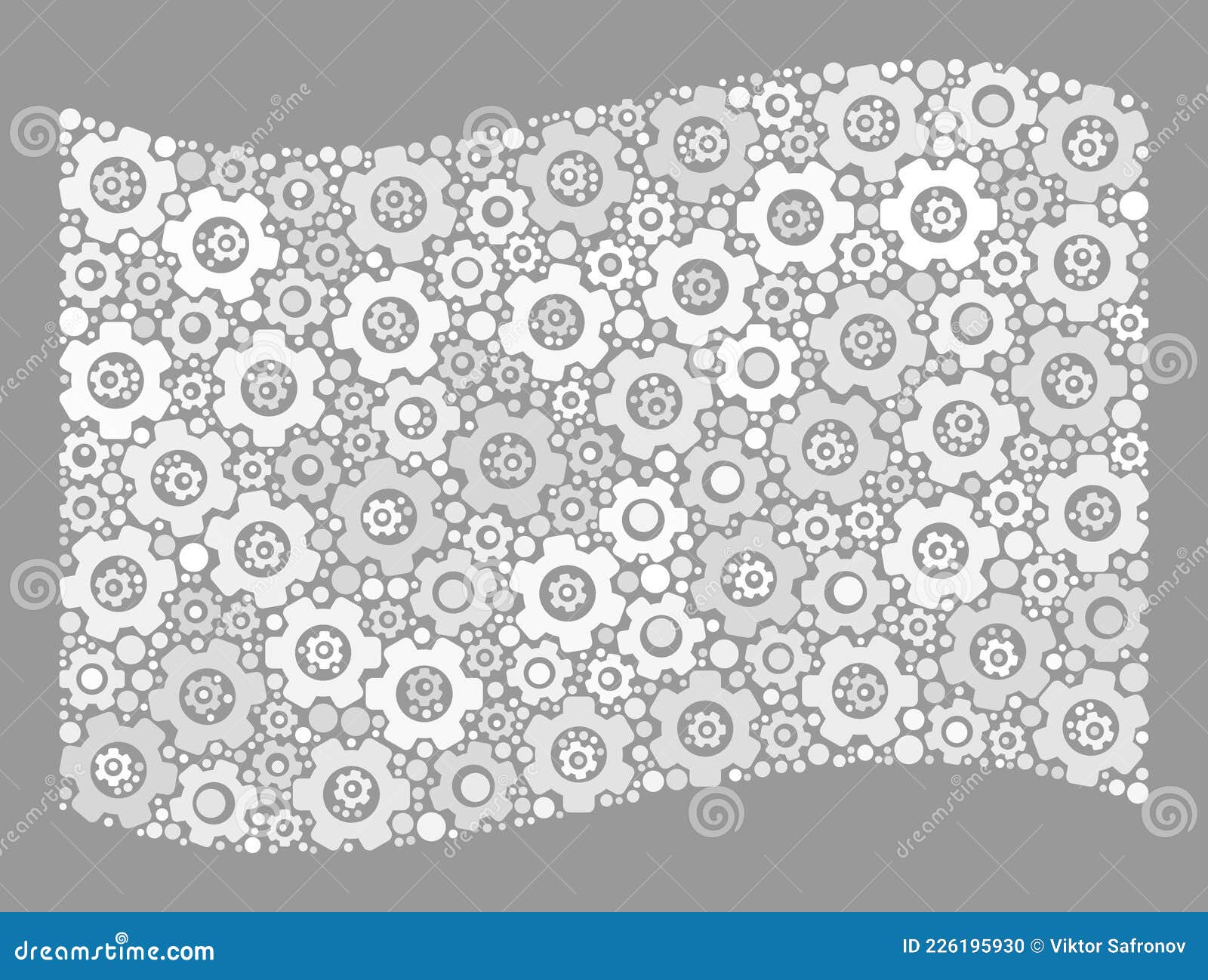 Waving Industrial White Flag - Collage of Cog Icons Stock Vector ...