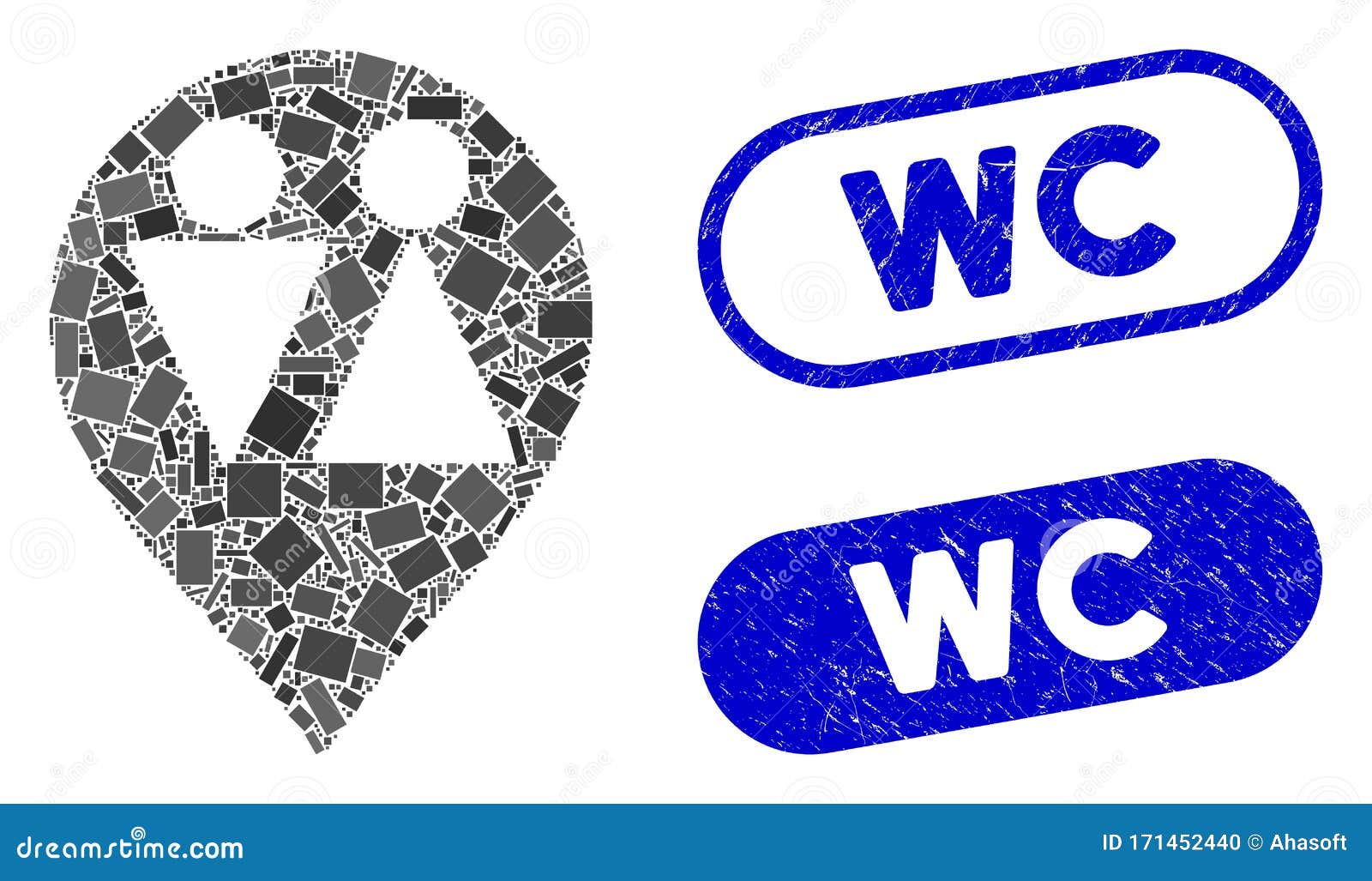 Rectangle Collage WC Map Marker with Grunge WC Stamps Stock Vector ...