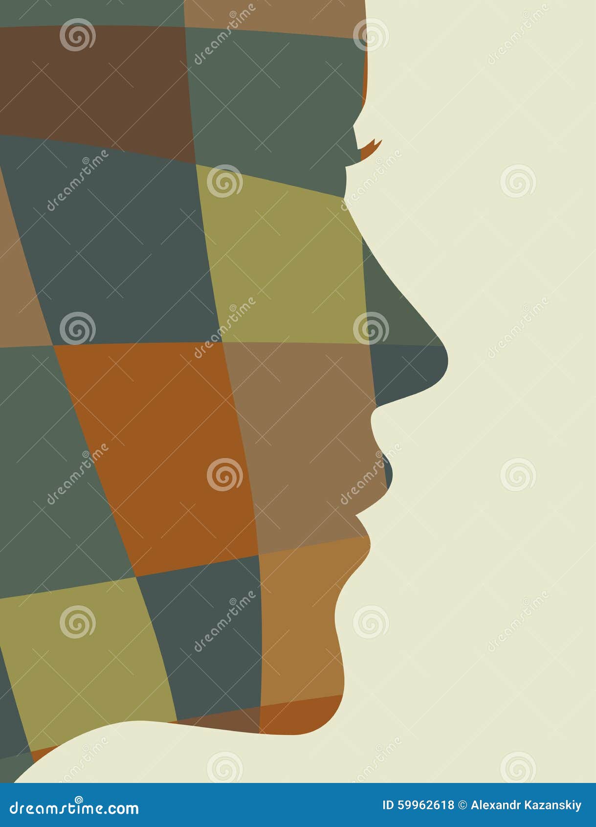 Mosaic woman profile stock vector. Illustration of love - 59962618
