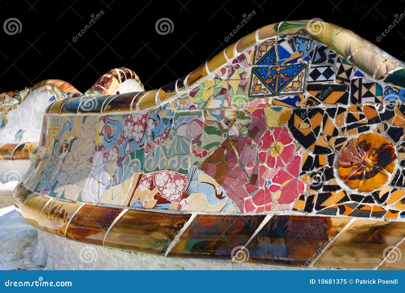 Mosaic Work by Gaudi at Park Gell, Barcelona Stock Image - Image of ...