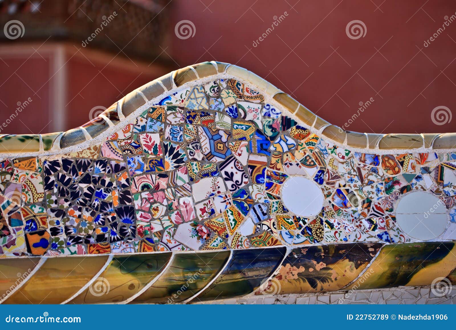 Mosaic Work by Gaudi at Park Guell Stock Image - Image of curve, black ...