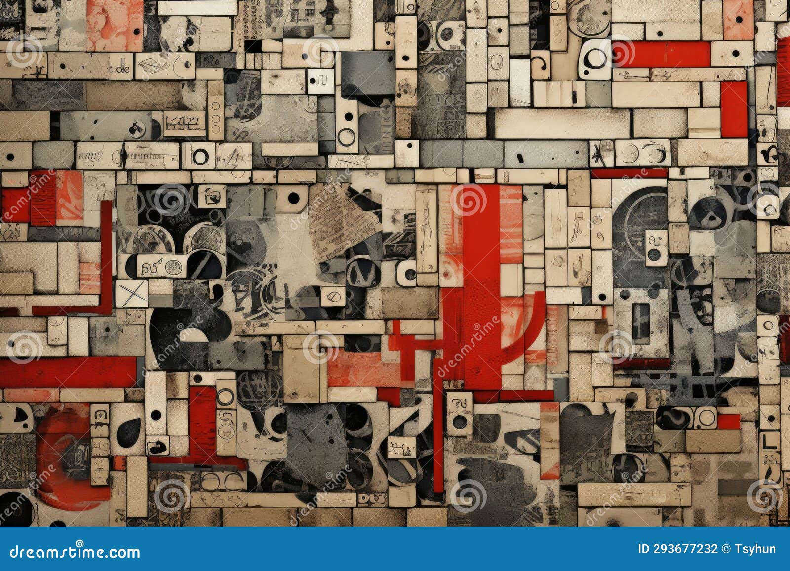 Mosaics A Collage Of Type Letters On Beige, Red And Black Clay Tiles ...