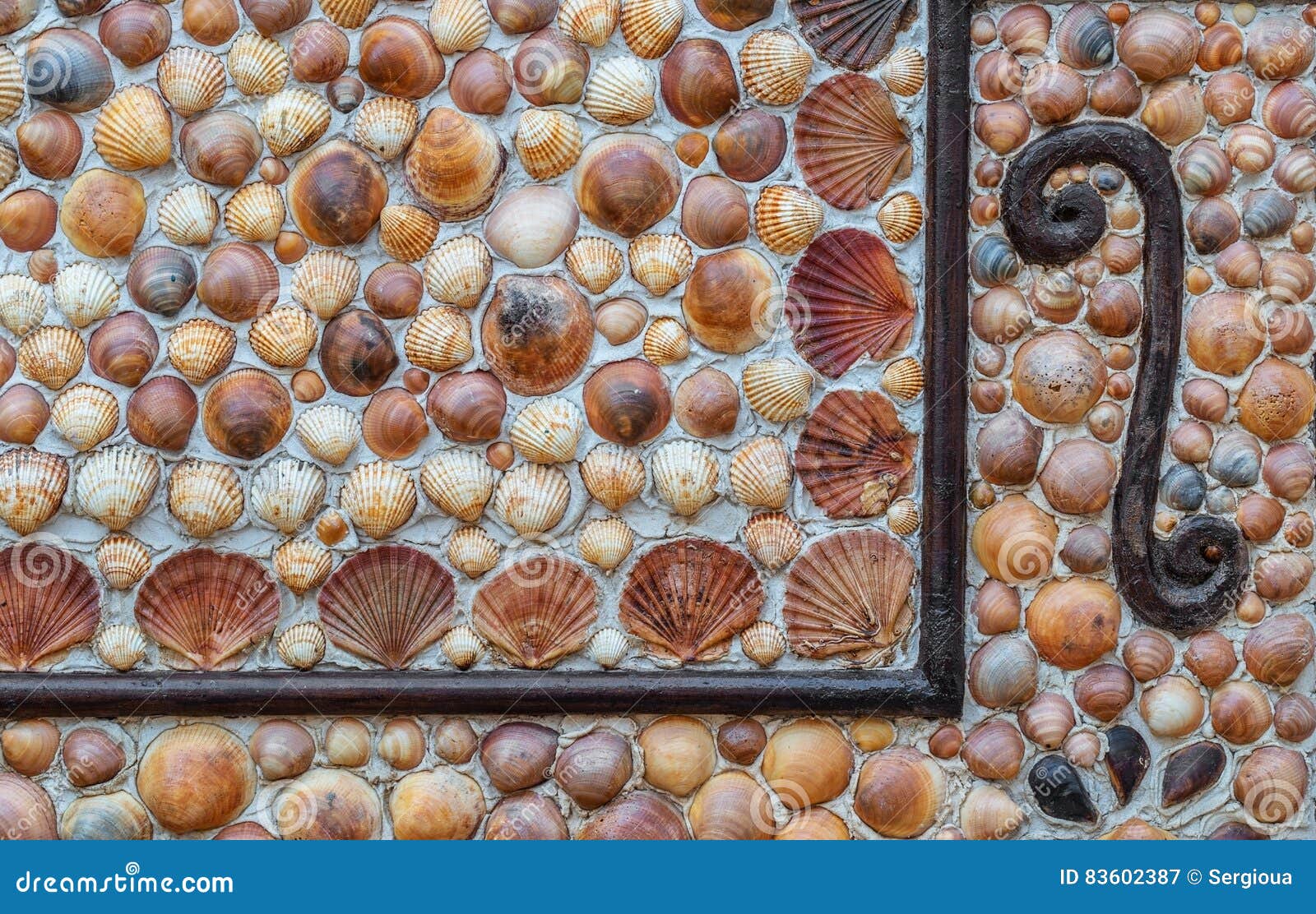 Mosaics Made of Seashells on a Wall. Stock Image - Image of retro, home ...