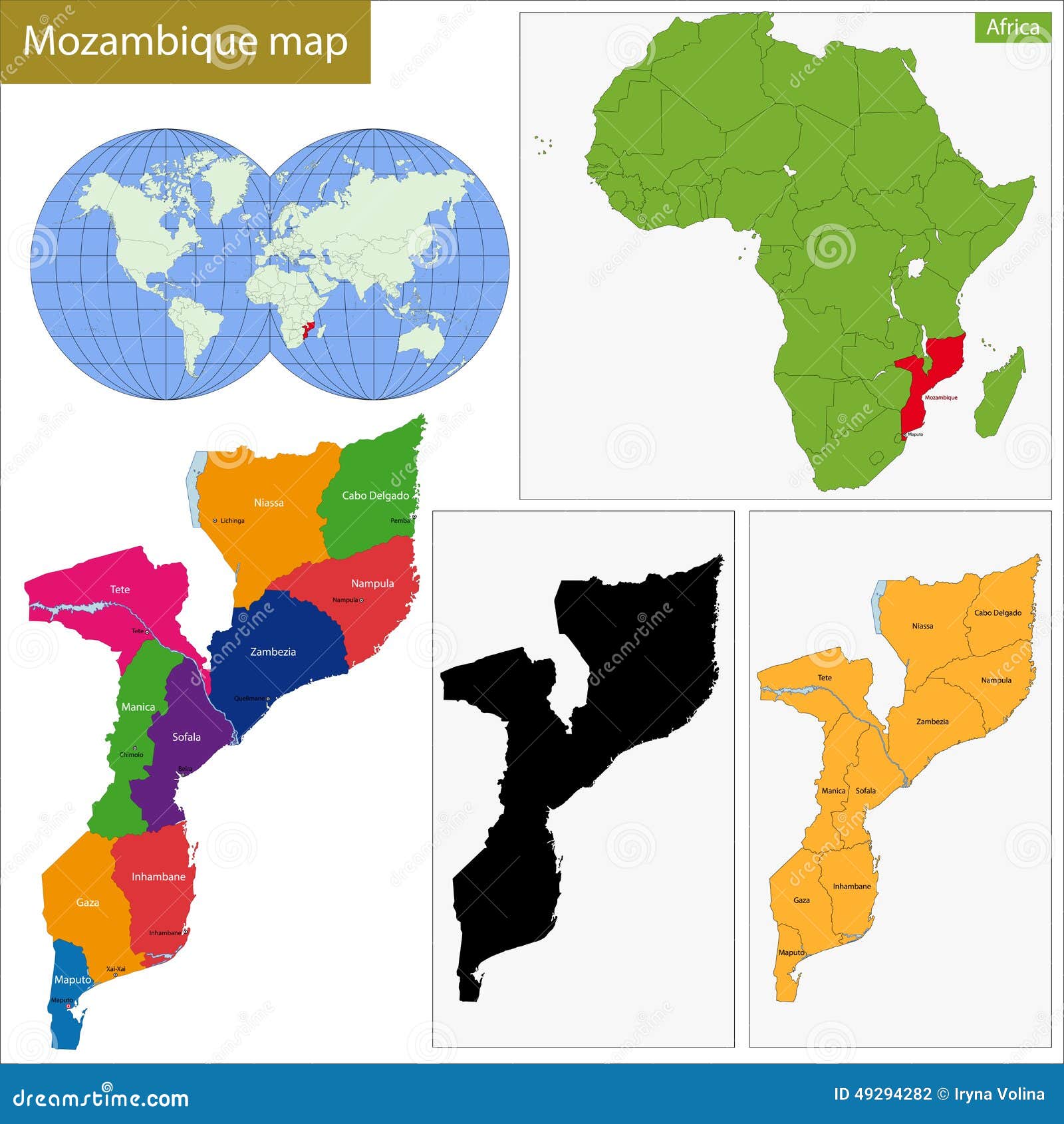 Mosambik-Karte Vektor Abbildung - Bild: 49294282