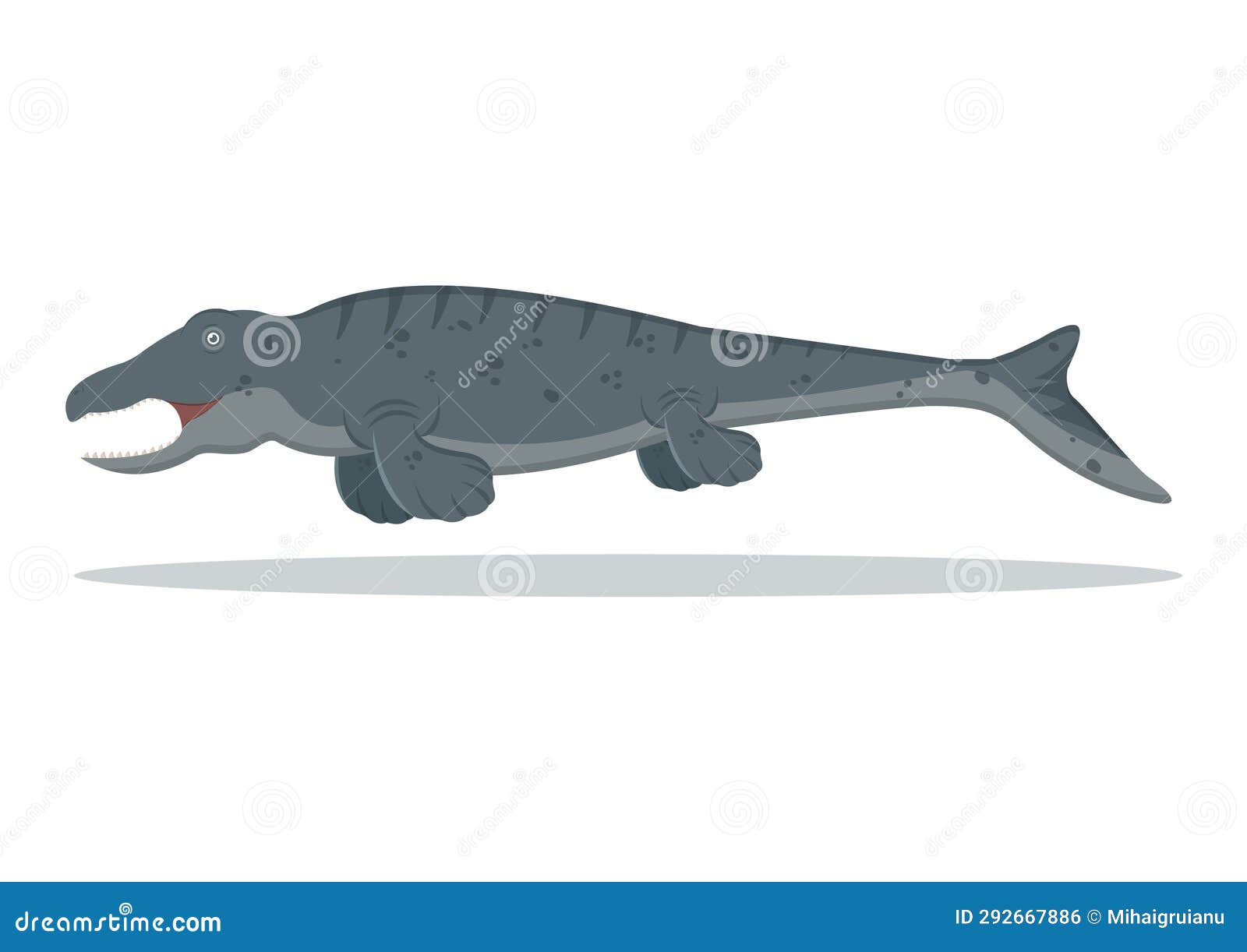 Mosasaurus Dinosaur Cartoon Character Vector Illustration Stock ...