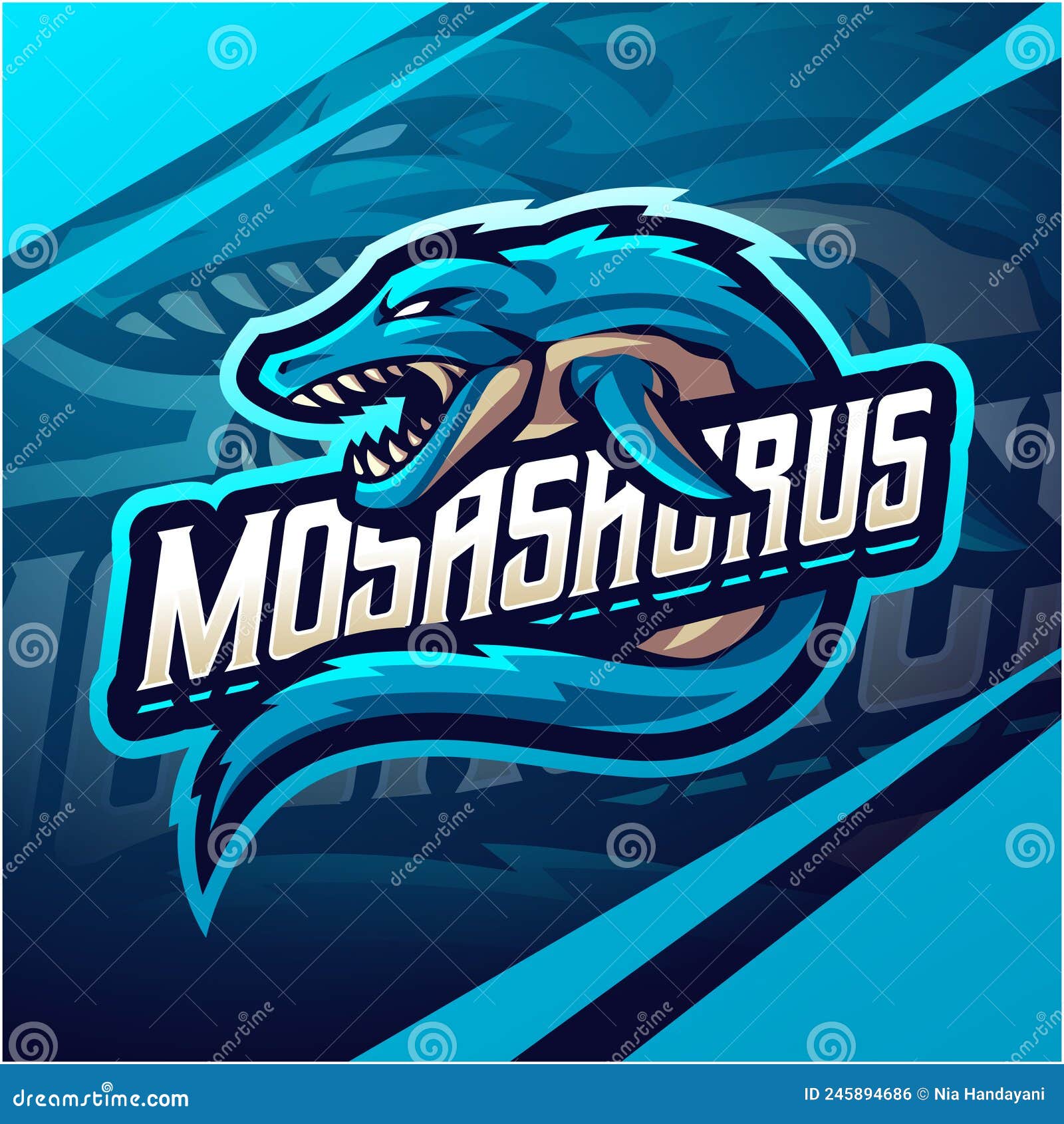 Mosasaurus Esport Mascot Logo Design Stock Vector - Illustration of ...