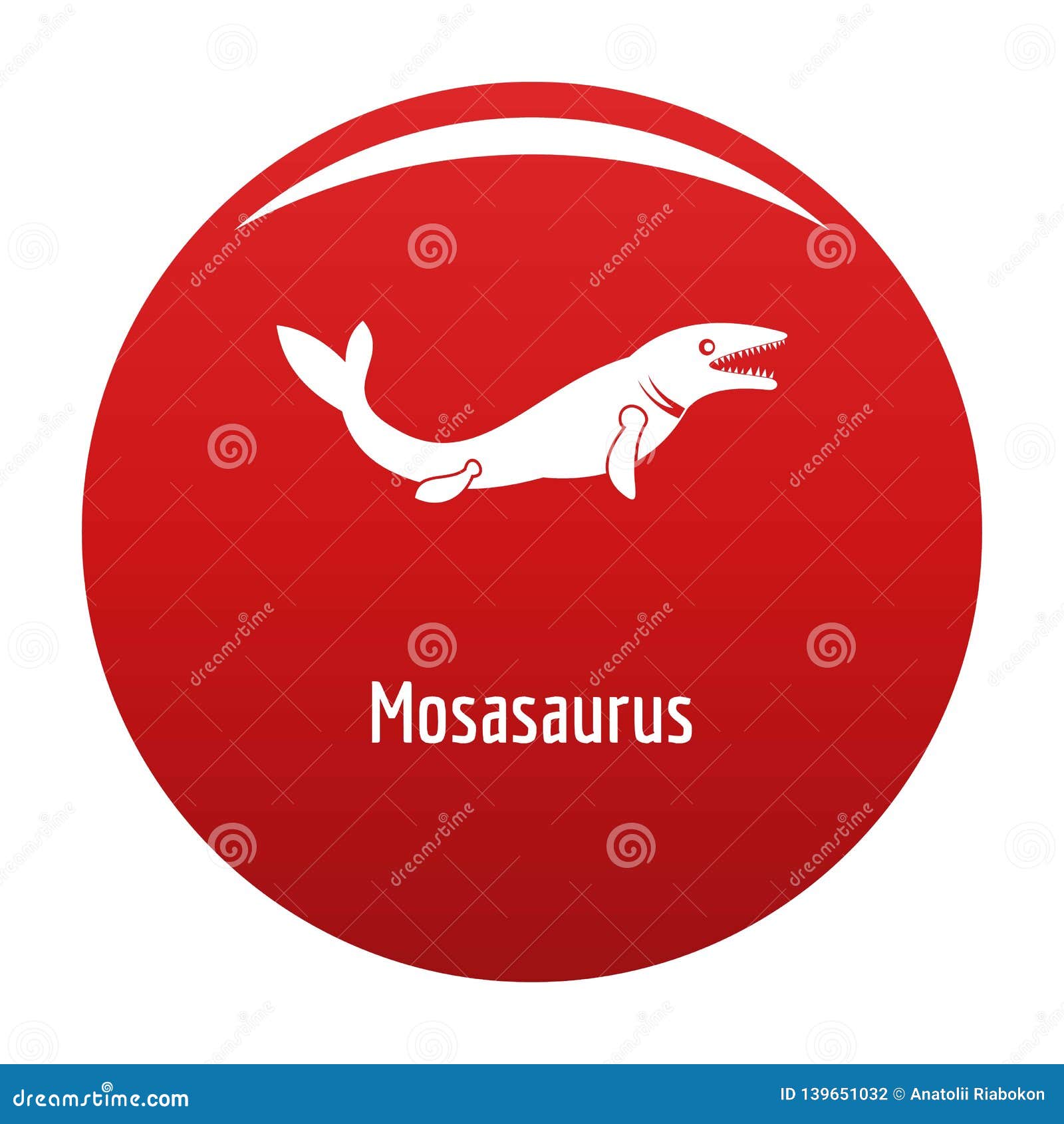 Mosasaurus icon vector red stock vector. Illustration of symbol - 139651032