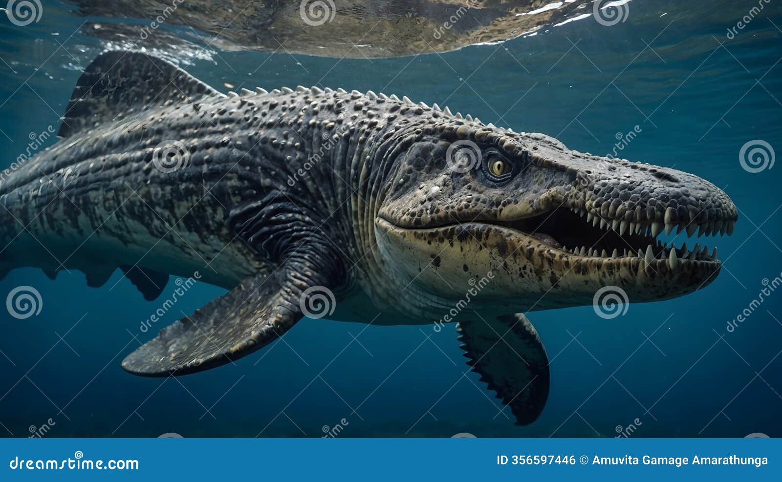 Mosasaurus Teeth with Bubbles and Underwater Light Stock Illustration ...