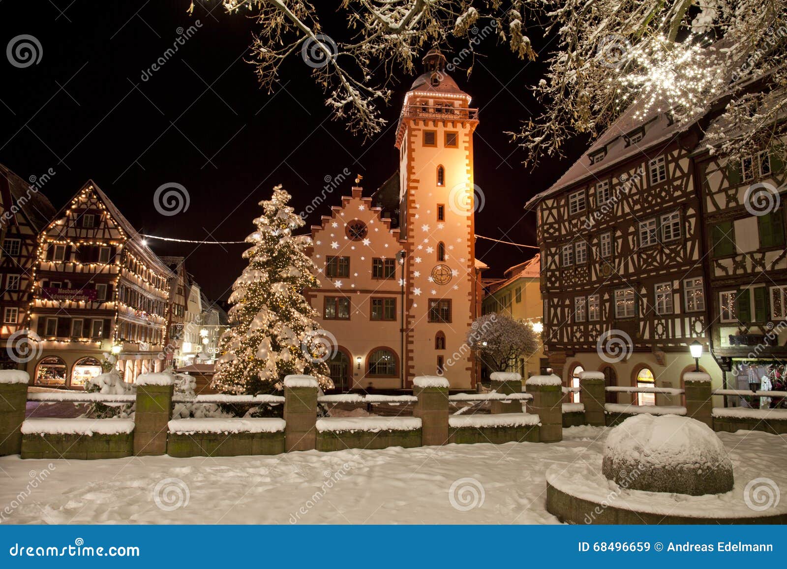 Mosbach stock image. Image of stars, timbered, lighted - 68496659
