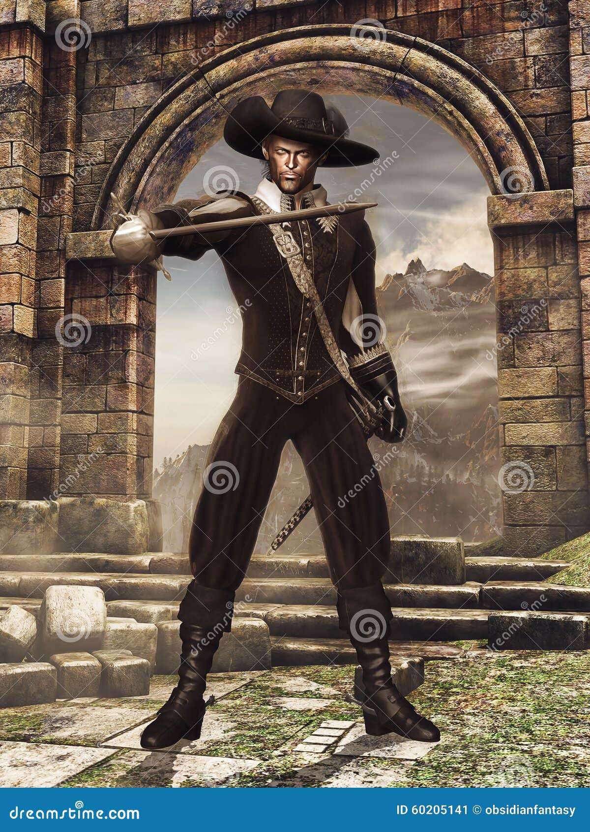 Moschettiere con una spada illustrazione di stock. Illustrazione di ...