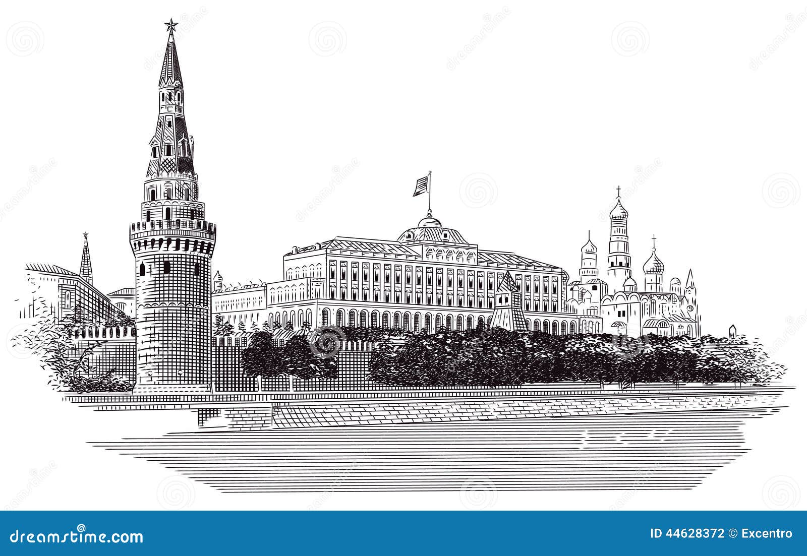 Moscou Kremlin illustration de vecteur. Illustration du fort - 44628372