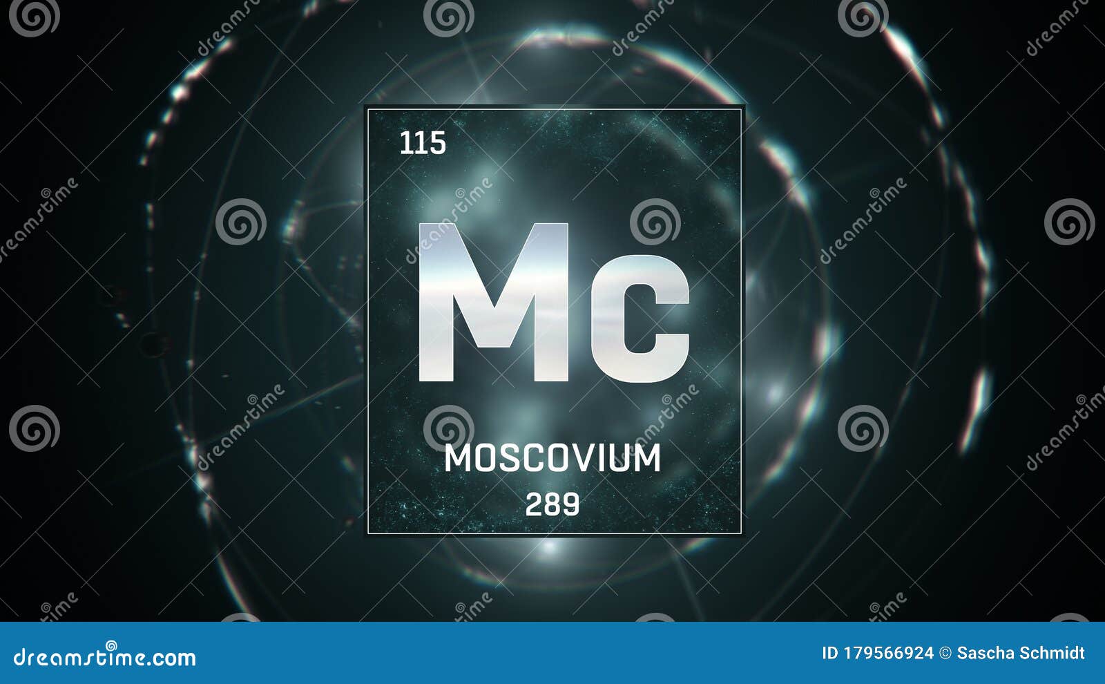 Moscovium As Element 115 of the Periodic Table 3D Illustration on Green ...