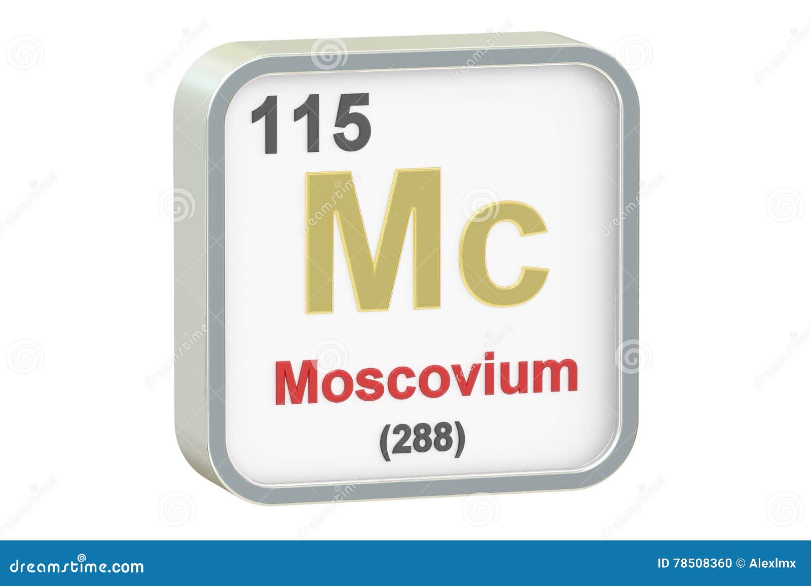 Moscovium, 3D Rendering Of Symbols Of The Elements Of The Periodic ...