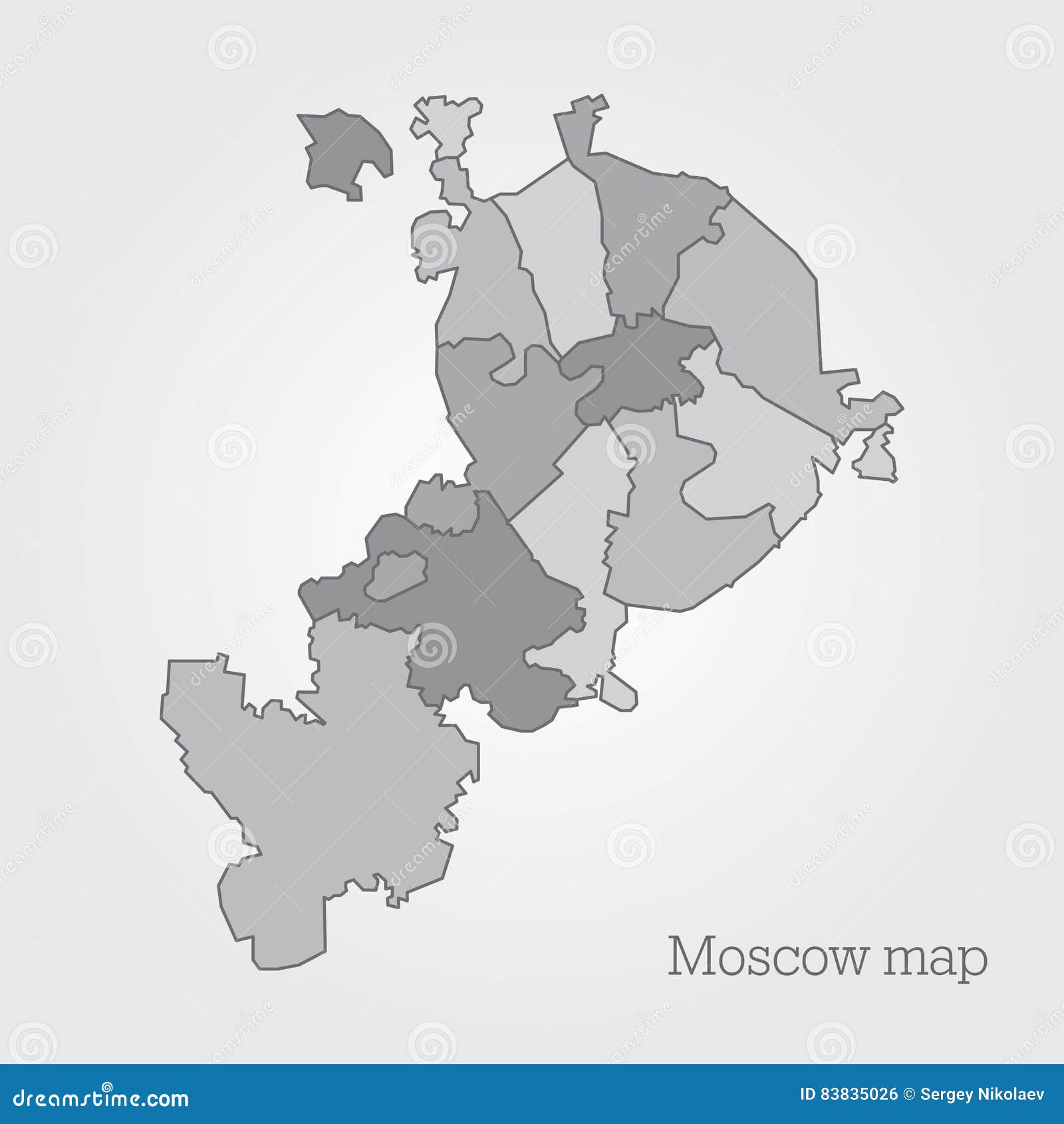 Moscow administrative map. stock vector. Illustration of moscow - 83835026