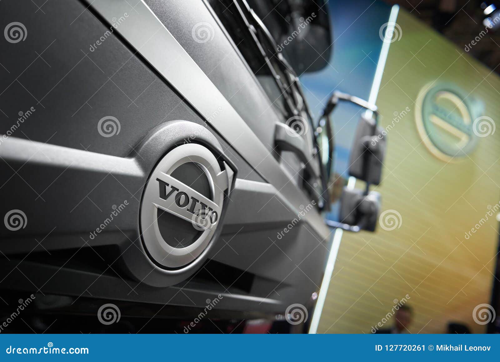 MOSCOW, APR, 18, 2018: Close Up Diagonal View on Grey Volvo Tipper ... MOSCOW, APR, 18, 2018: Close Up Diagonal View on Grey Volvo Tipper ...