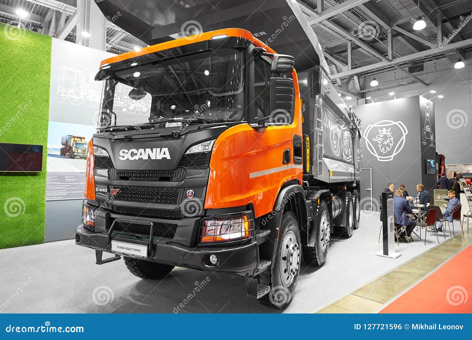 MOSCOW, APR, 18, 2018: Close Up Diagonal View on Scania G440 XT Tipper ... MOSCOW, APR, 18, 2018: Close Up Diagonal View on Scania G440 XT Tipper ...
