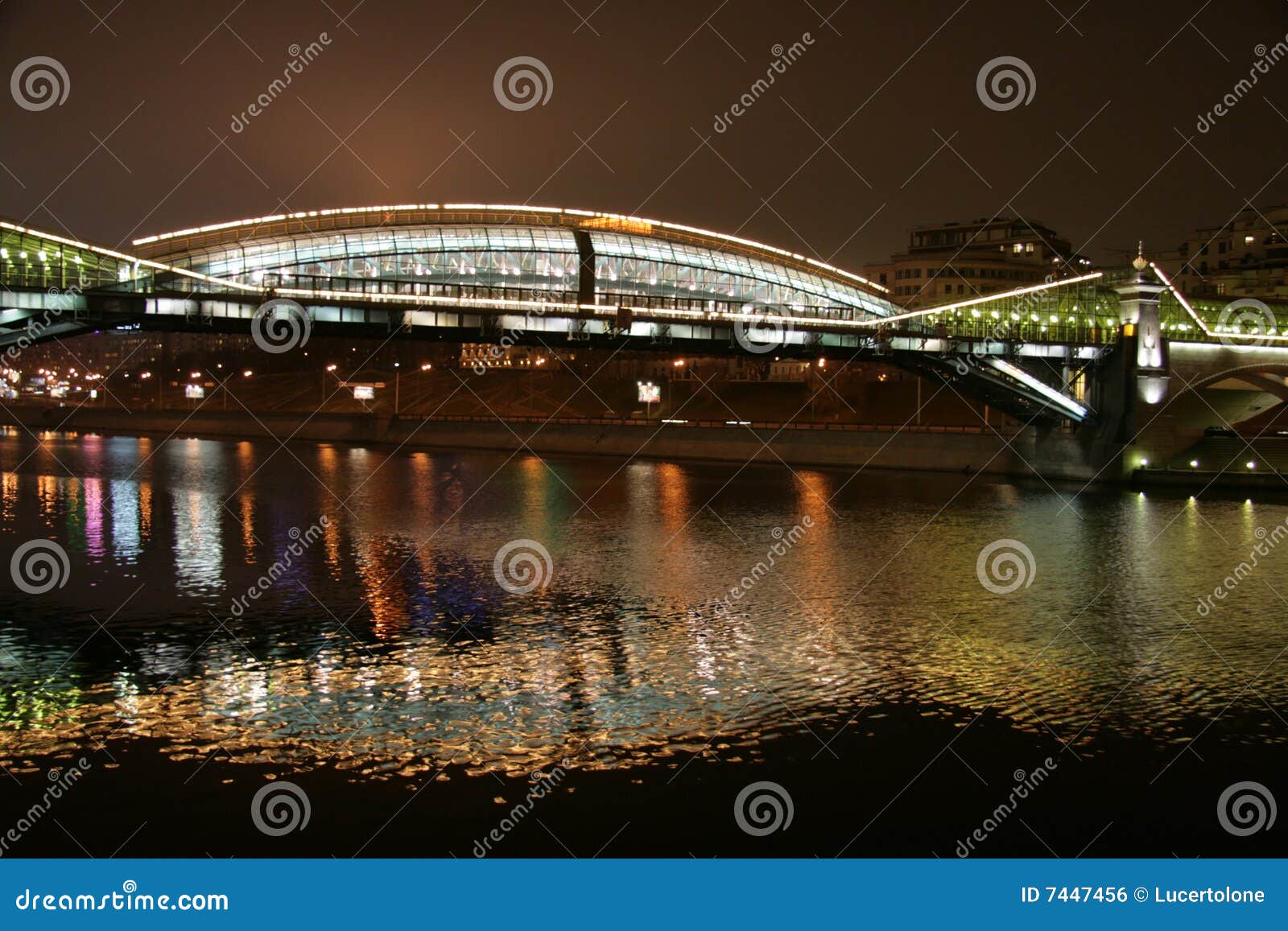 Moscow. Bridge stock photo. Image of lantern, lights, reflection - 7447456