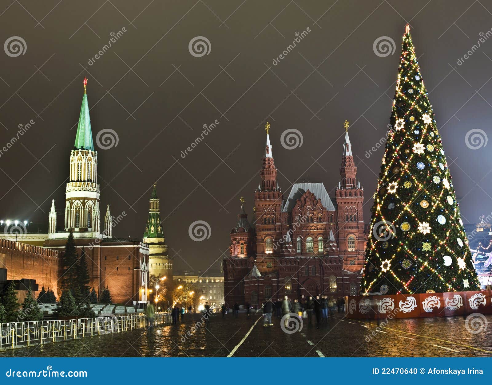 Moscow, Christmas Tree on Red Square Editorial Image - Image of night ...