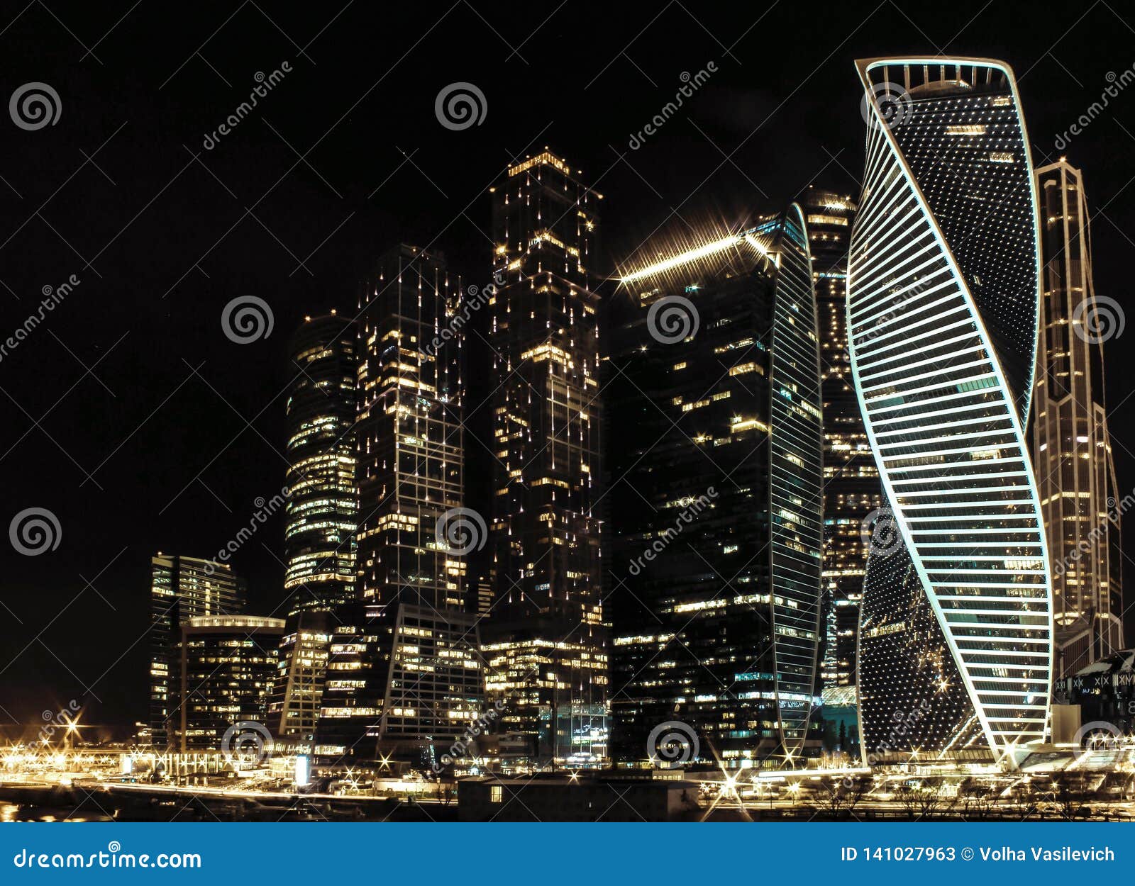 Moscow City Building at Night View from the Observation Platform ...