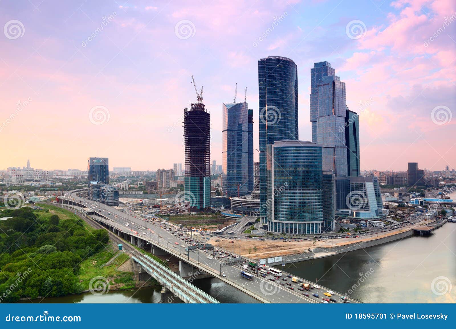 Moscow City Complex of Skyscrapers Stock Image - Image of clouds, blue ...