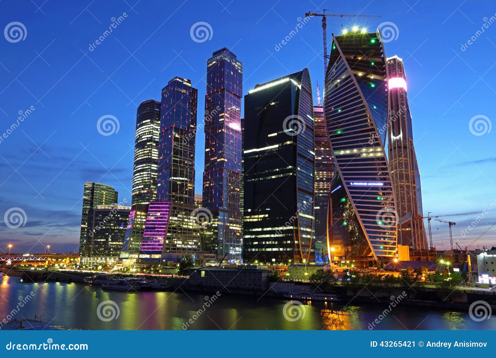 Moscow-City in the night. stock image. Image of high - 43265421