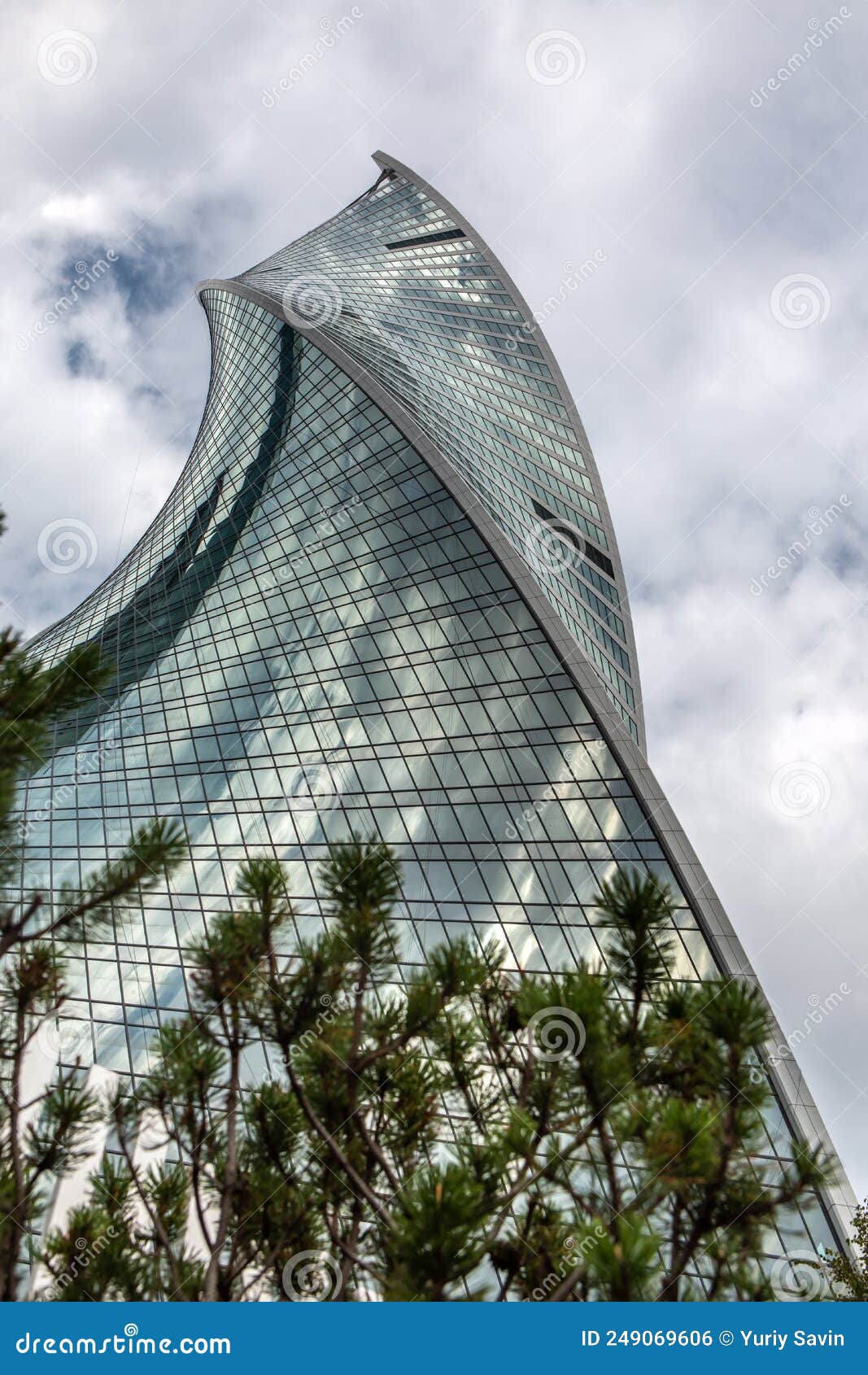 Moscow City. View of the Skyscraper Evolution Tower from the Lower ...