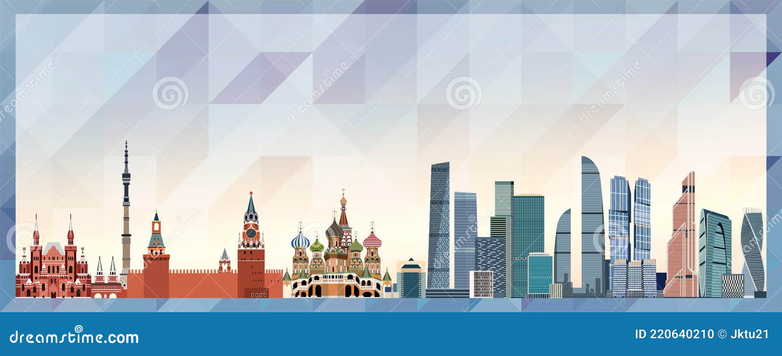Moscow Skyline Vector Colorful Poster on Beautiful Triangular Texture ...