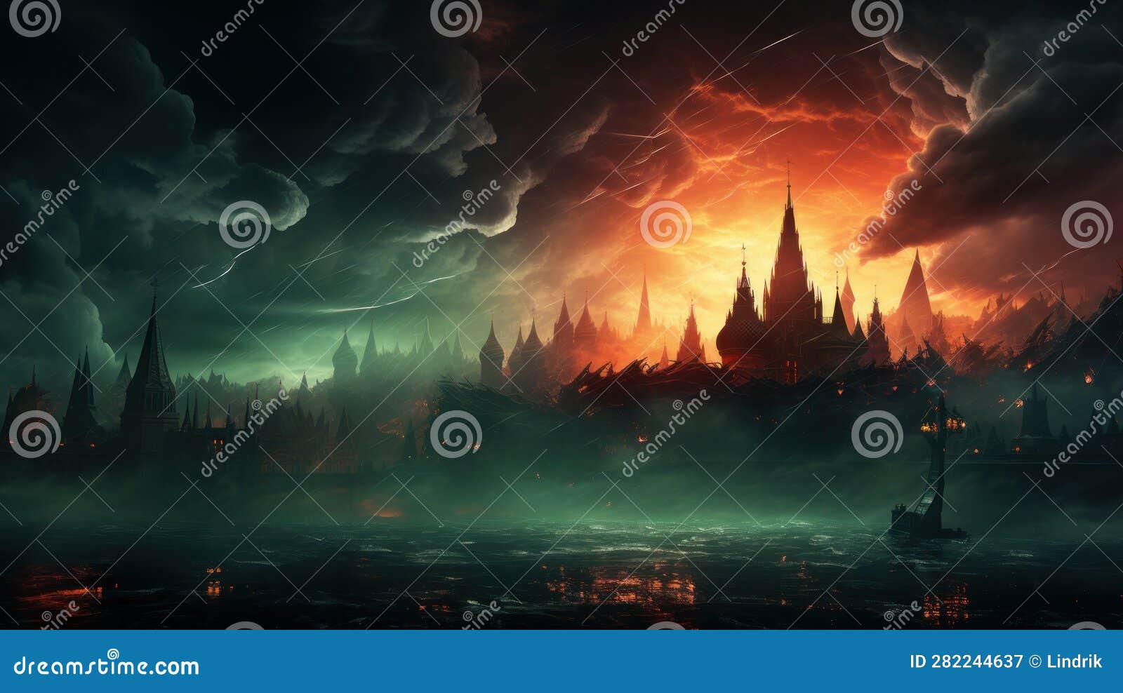 Moscow on fire stock illustration. Illustration of city - 282244637