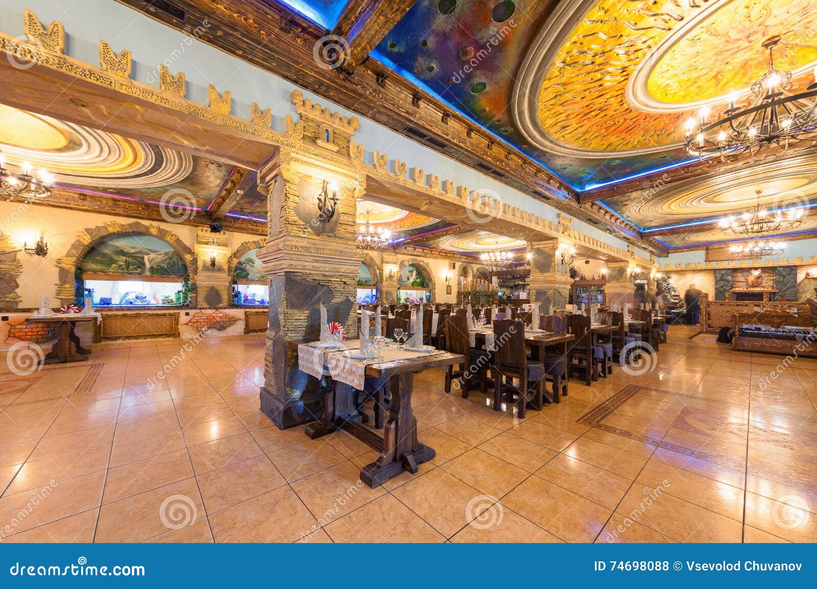 MOSCOW - JULY 2014: the Interior in a Nautical Theme of the Restaurant ...