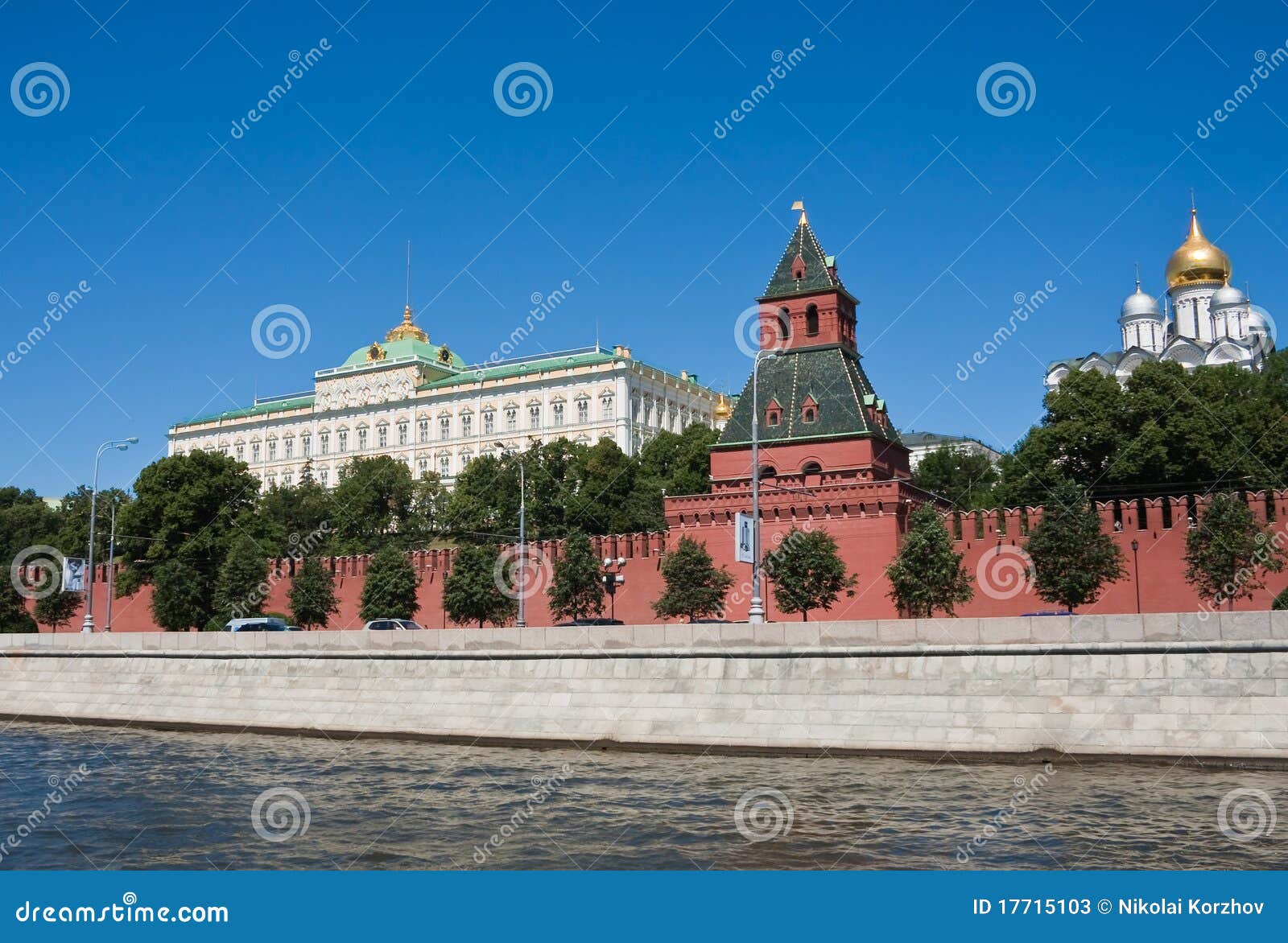 Moscow. Kreml.Wall, Kremlin Palace and Cathedrals Stock Image - Image ...