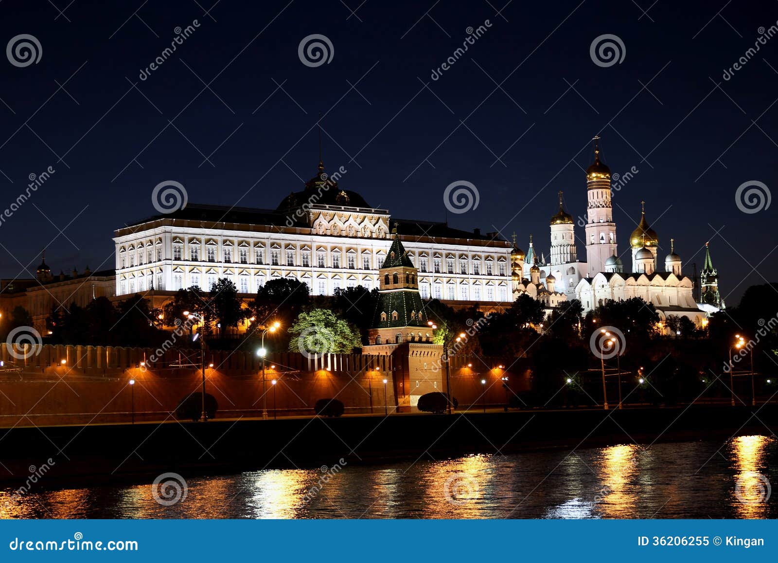 Moscow Kremlin at night stock image. Image of capital - 36206255