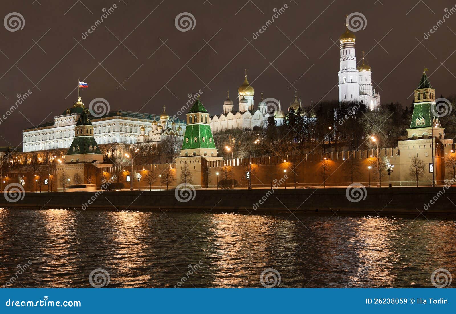 Moscow Kremlin at Night. Moscow. Russia Stock Image - Image of light ...