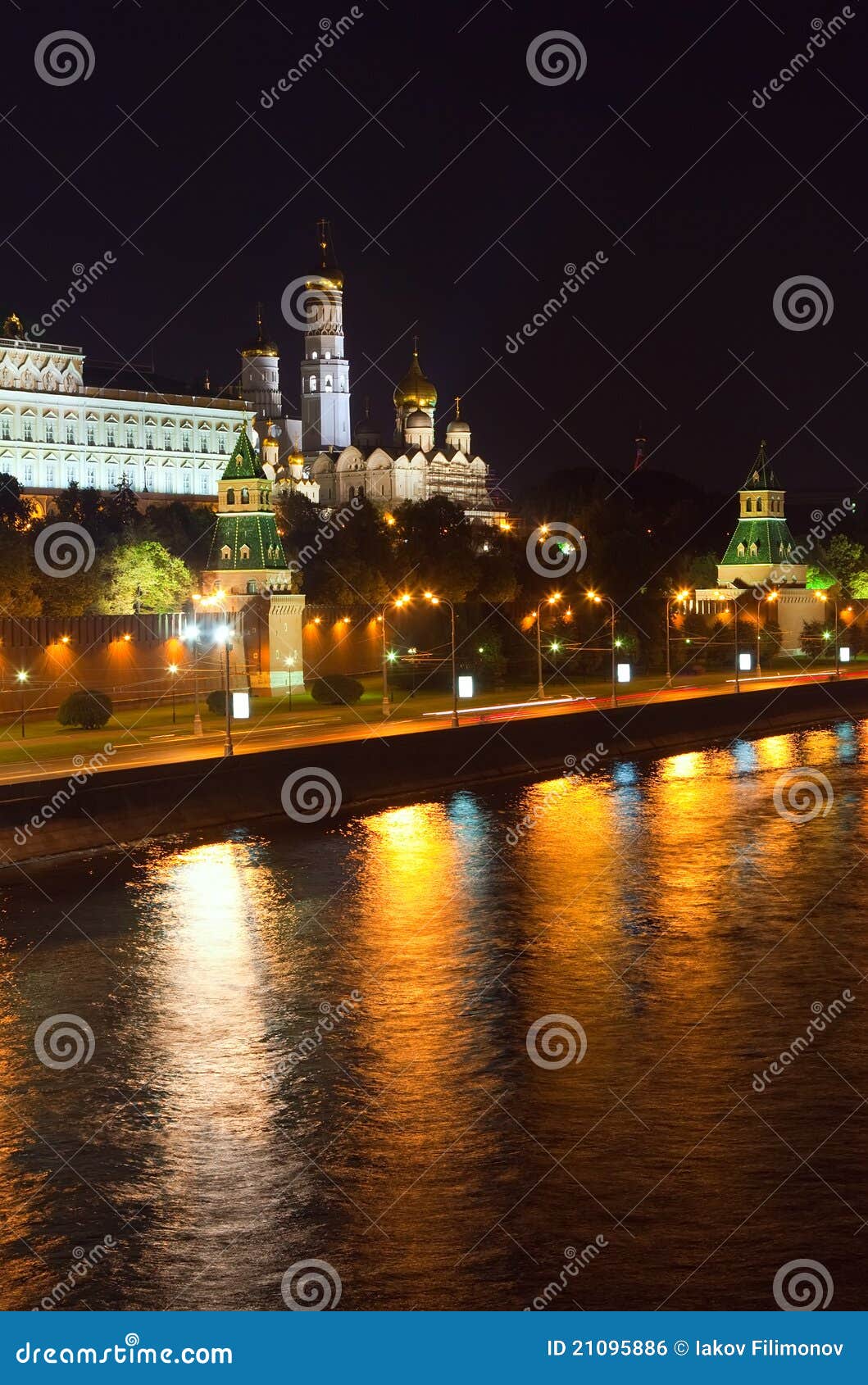 Moscow Kremlin in Night. Russia Stock Photo - Image of building, city ...