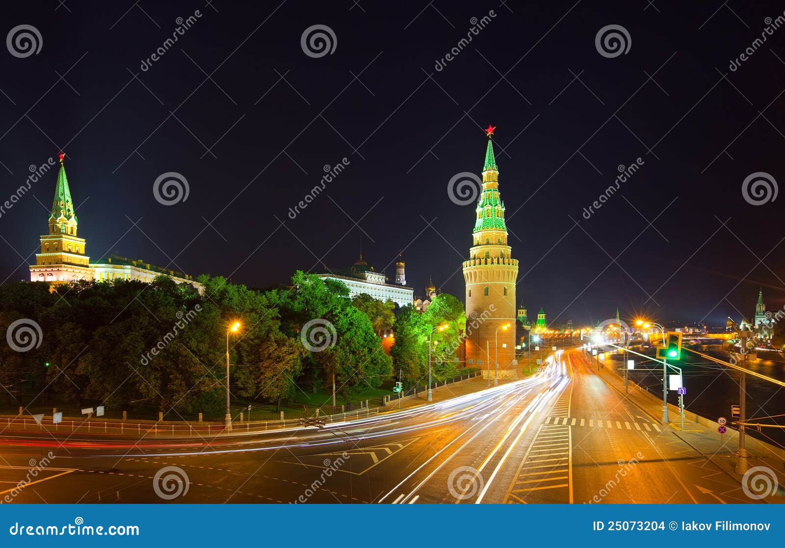 Moscow Kremlin in Night. Russia Stock Photo - Image of dusk ...