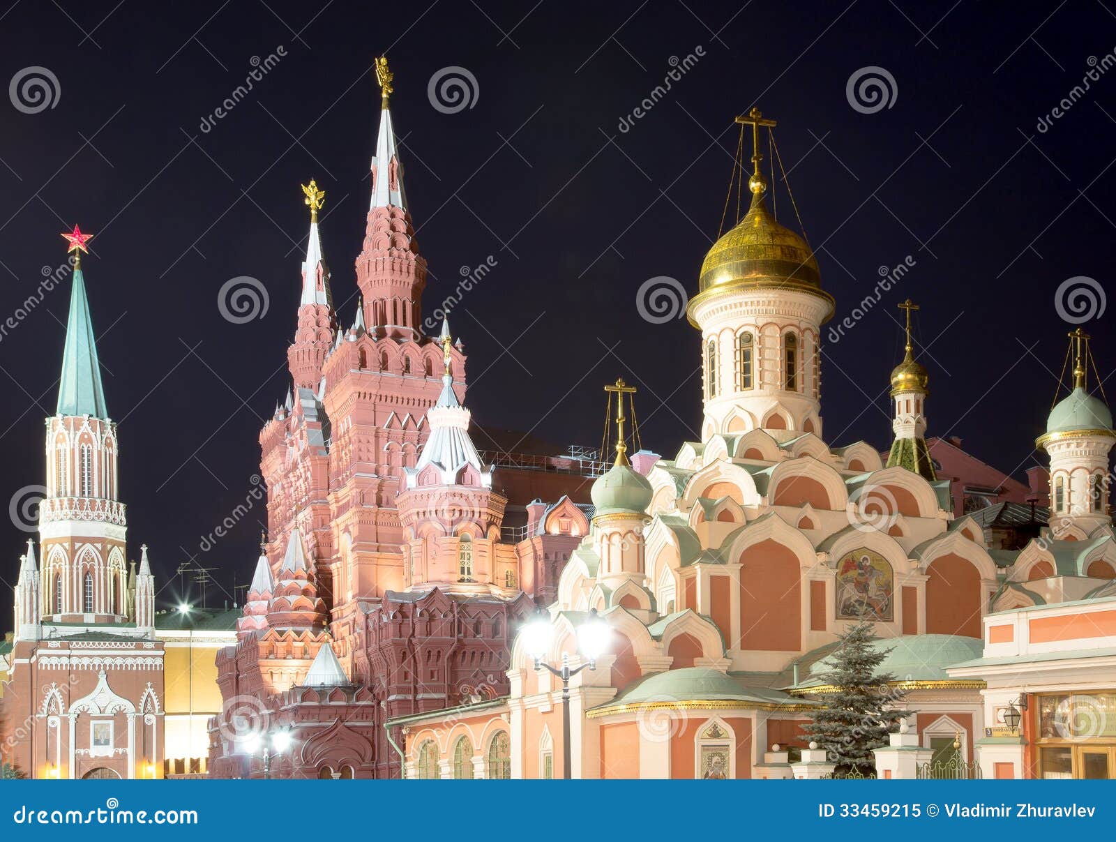 Moscow Kremlin by Night, Russia Stock Image - Image of international ...