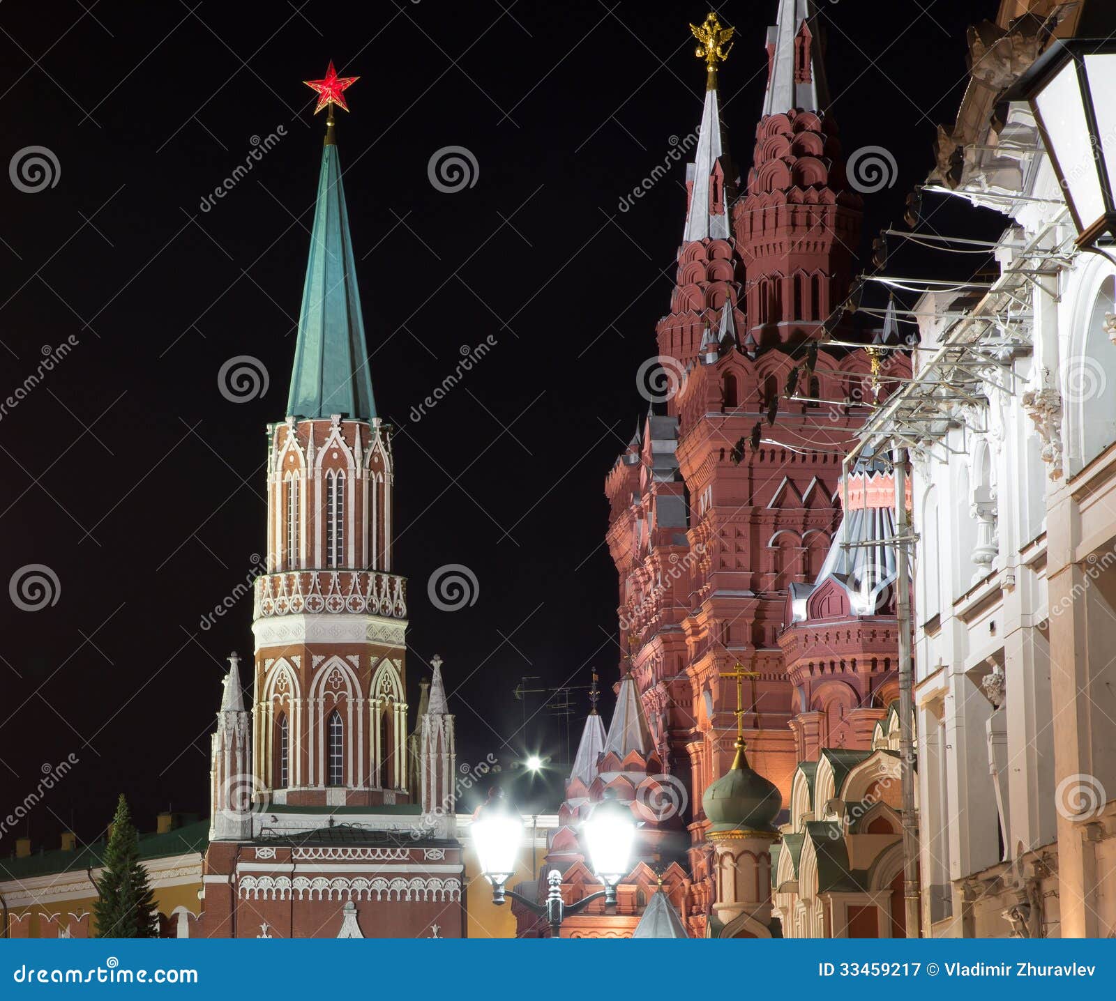 Moscow Kremlin by Night, Russia Stock Image - Image of capital, light ...