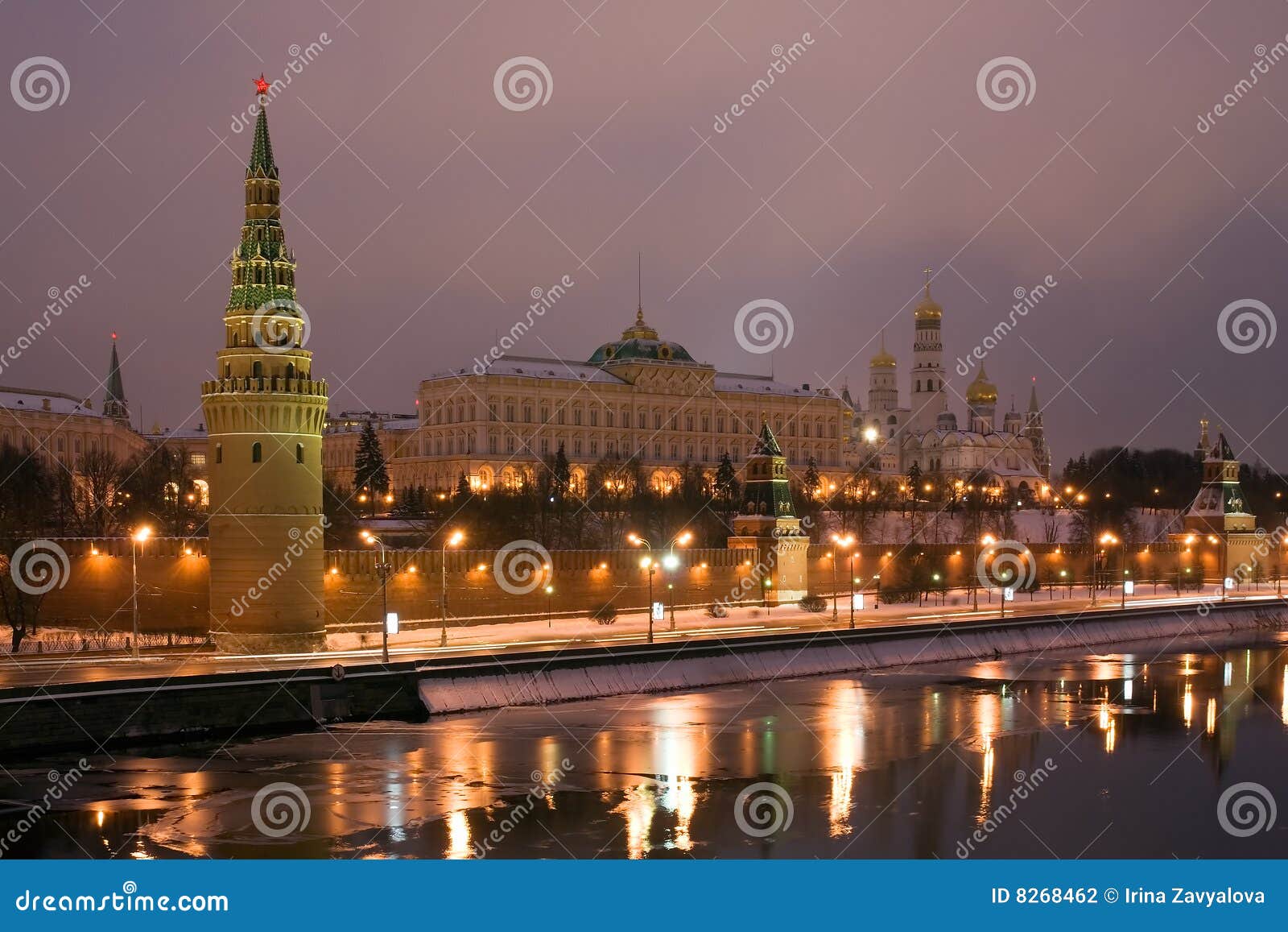 Moscow Kremlin at Night. Russia Stock Photo - Image of lights, moskva ...