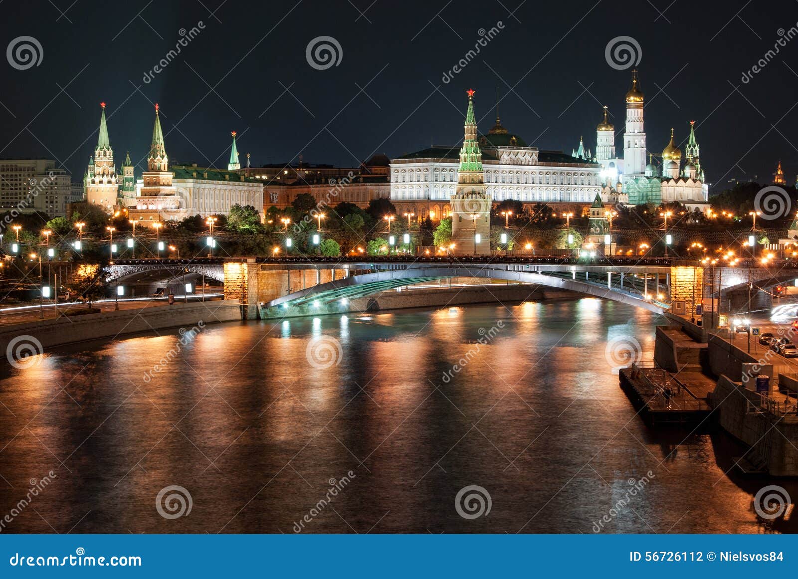 Moscow Kremlin by Night stock photo. Image of building - 56726112