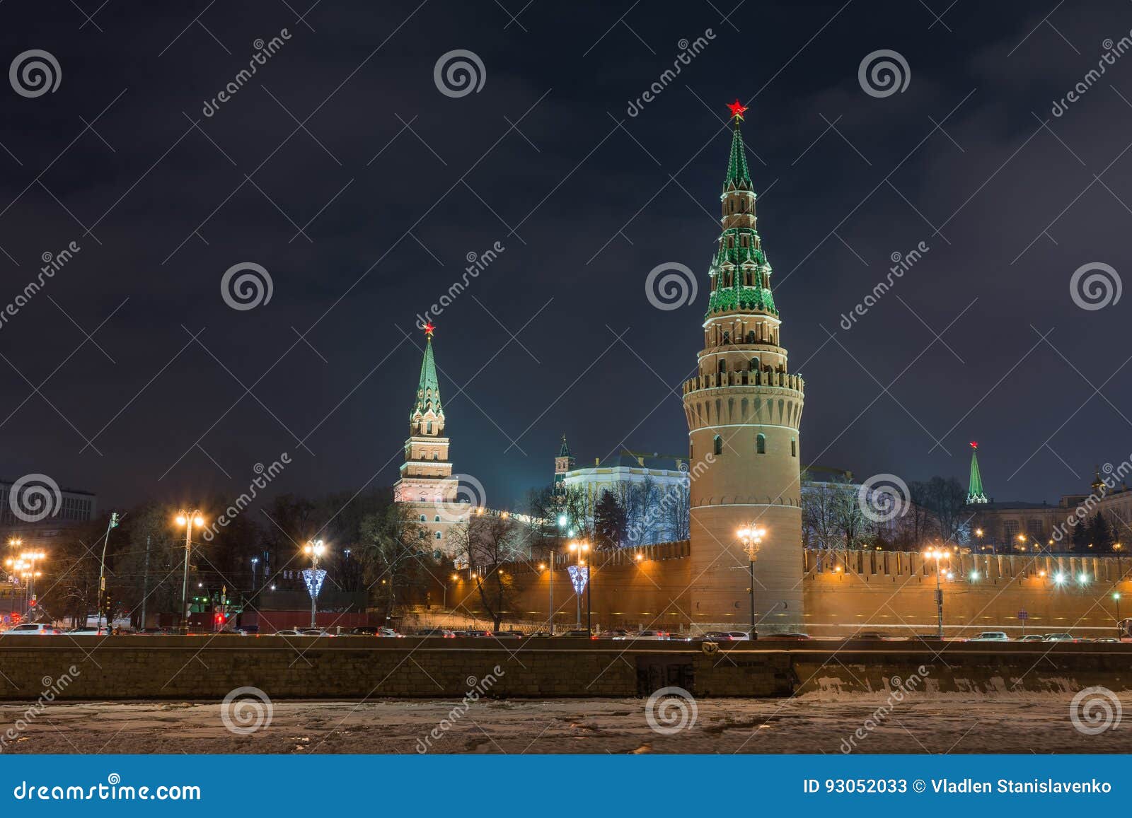 Moscow Kremlin Night stock image. Image of landscape - 93052033