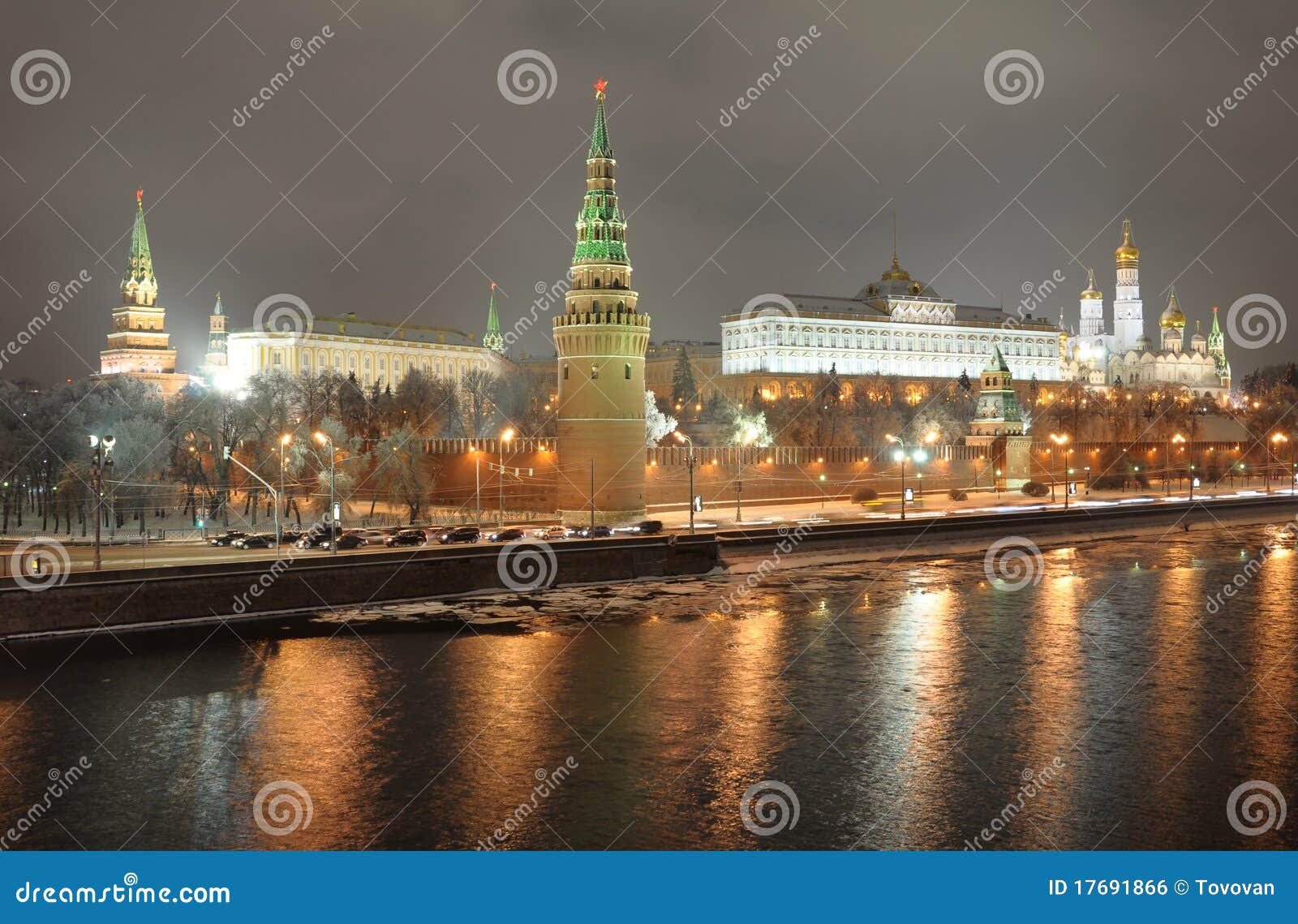 Moscow Kremlin. Night View. Russia Stock Photo - Image of night ...