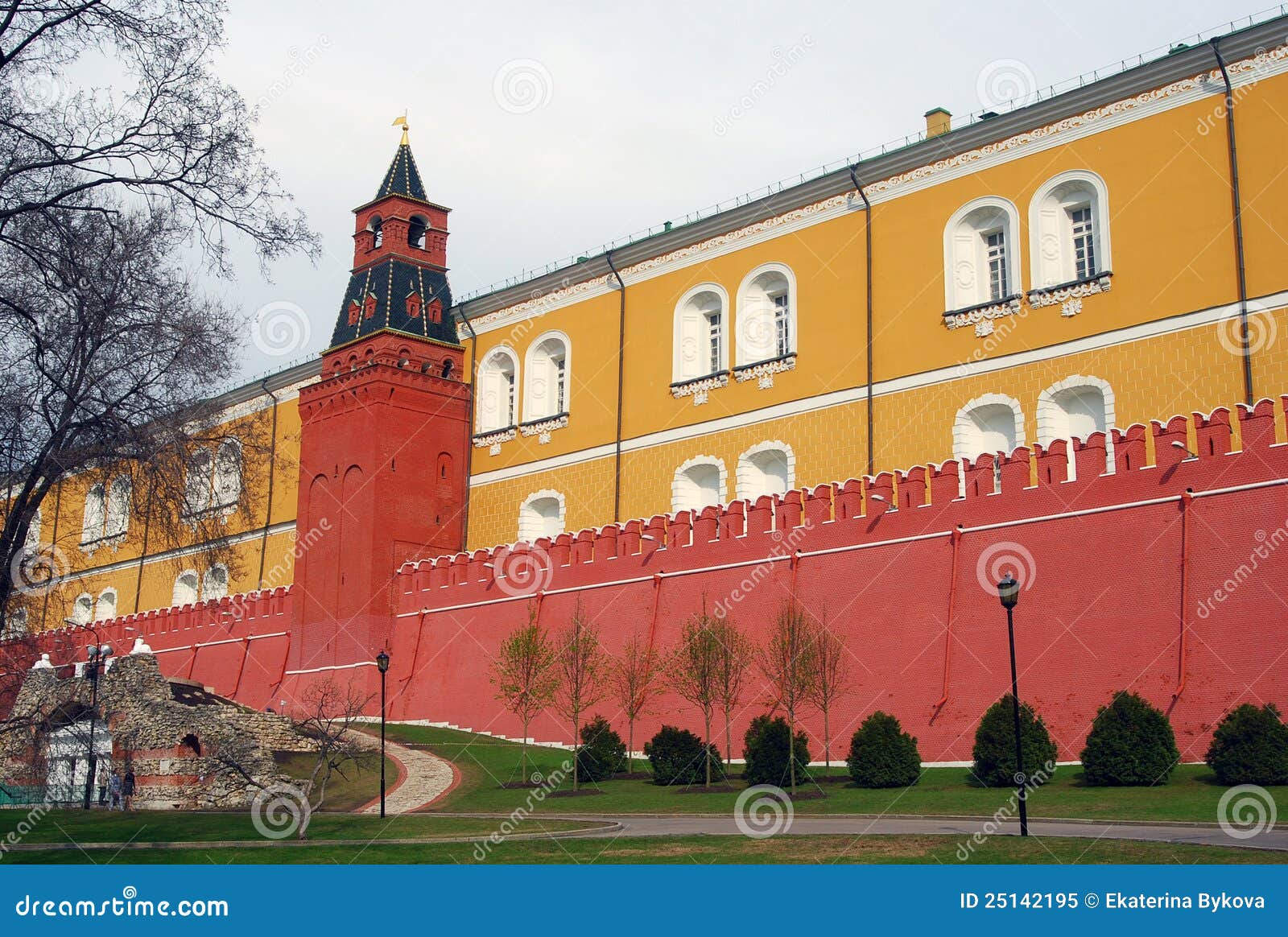 Moscow Kremlin Red Brick Wall and Tower Stock Image - Image of ornament ...