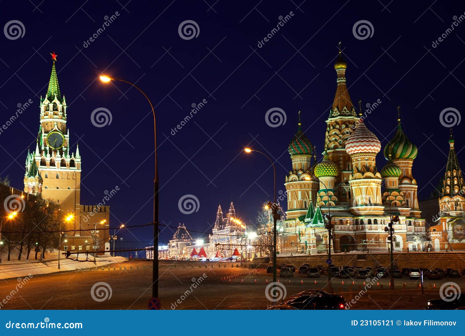 Moscow Kremlin at Red Square in Night Stock Image - Image of ...